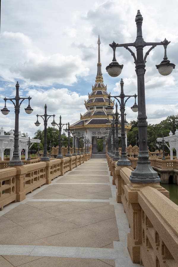 Thai Style Building in the Middle of the Water in the Park Stock Photo ...