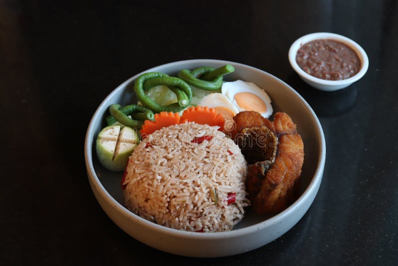Thai Style Food, Fried Rice with Chili Paste with Mix Vegetable and ...