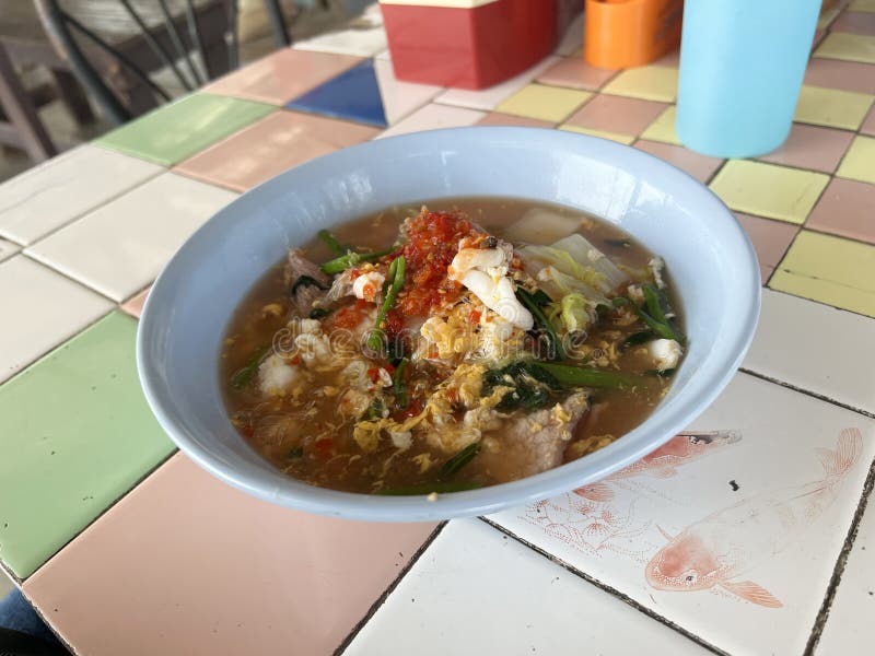 Thai Style Food in a Plate. Thai Style Soup with Noodles Stock Photo ...