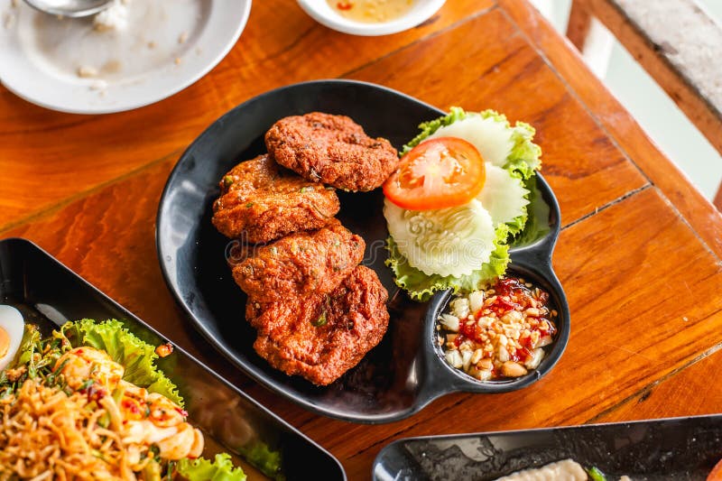 Thai Style Fried Fish-paste Balls Stock Photo - Image of cake ...