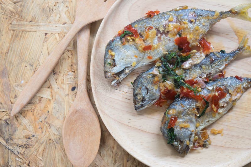 Thai Style Fried Mackerel Fish Stock Photo - Image of fried, kitchen ...