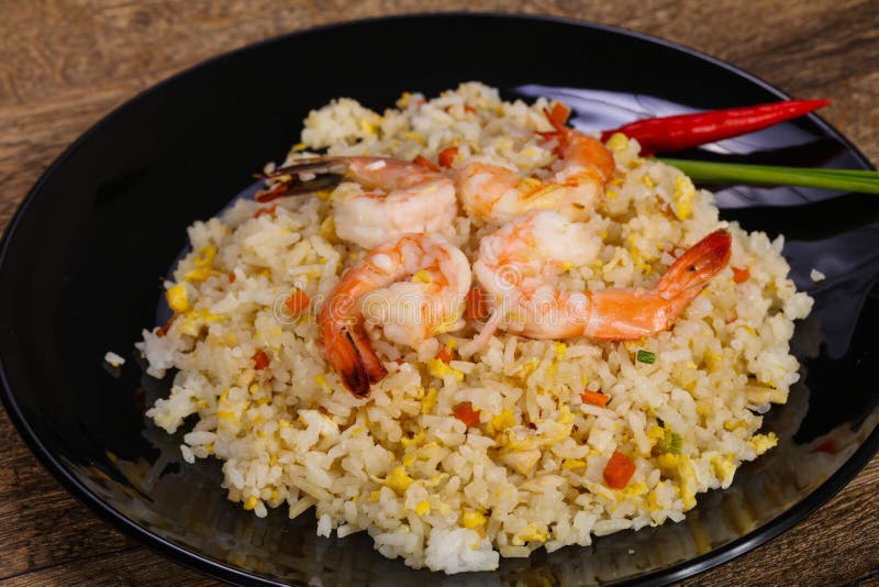 Thai Style Fried Rice with Prawn Stock Image - Image of green, rice ...