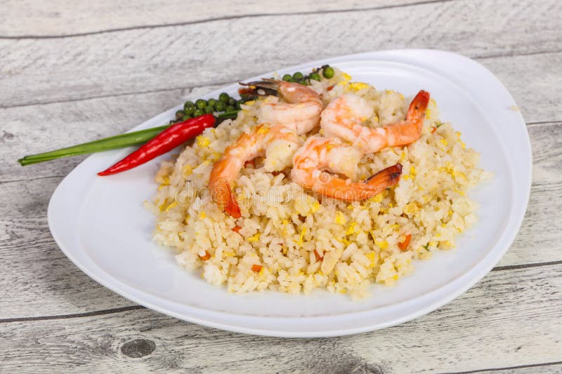 Thai Style Fried Rice with Prawn Stock Image - Image of fried, onion ...