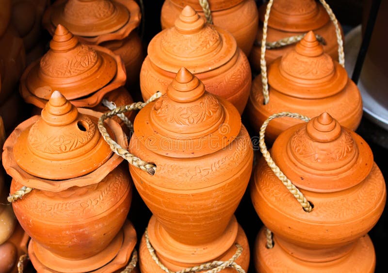 Thai Style Handmade Clay Pot. Stock Photo - Image of baked, making ...