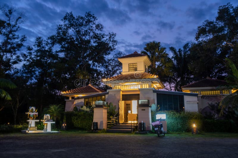 Thai Style House with Pool Thailand during Sunset Stock Image - Image ...
