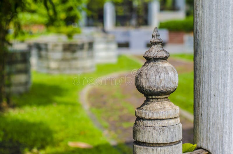Thai Style Old Timber Column Stock Photo - Image of building, wooden ...