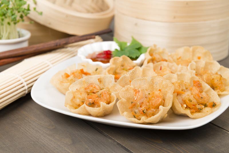 Thai Style Prawn and Vegetable Baskets Stock Photo - Image of culinary ...