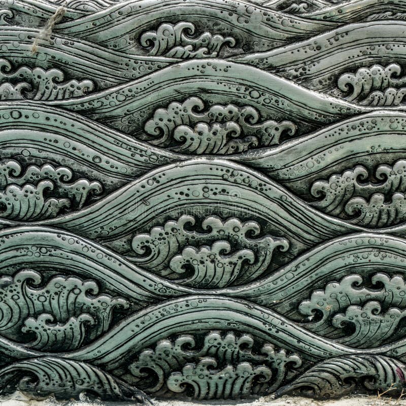 Thai Style Sea Wave Pattern Stock Photo - Image of asia, temple: 88505134
