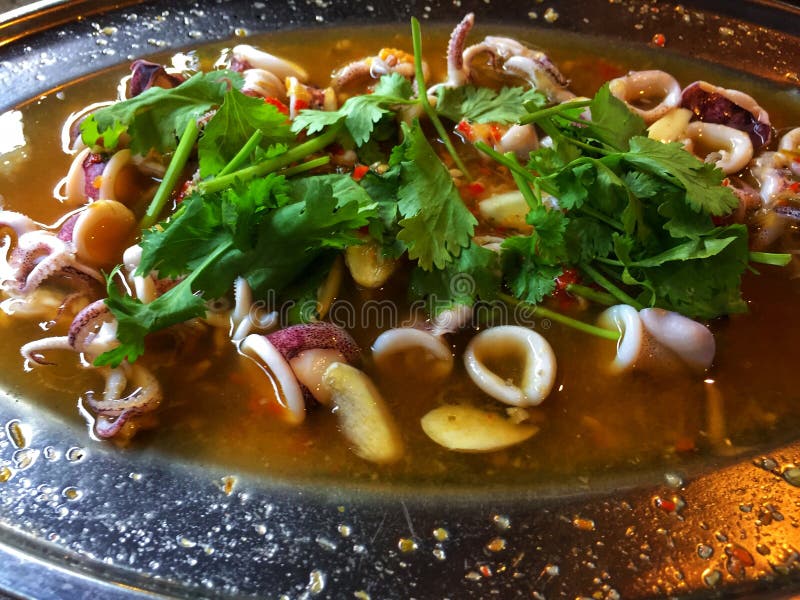 Thai Style Squid Dish stock photo. Image of cooked, cooking - 132805170