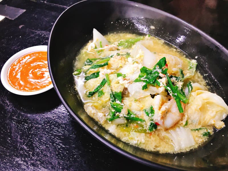 Thai style suki in broth. stock photo. Image of ingredient - 121480912