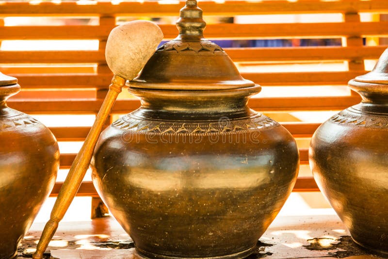 Thai style water pot stock image. Image of handmade - 251907707