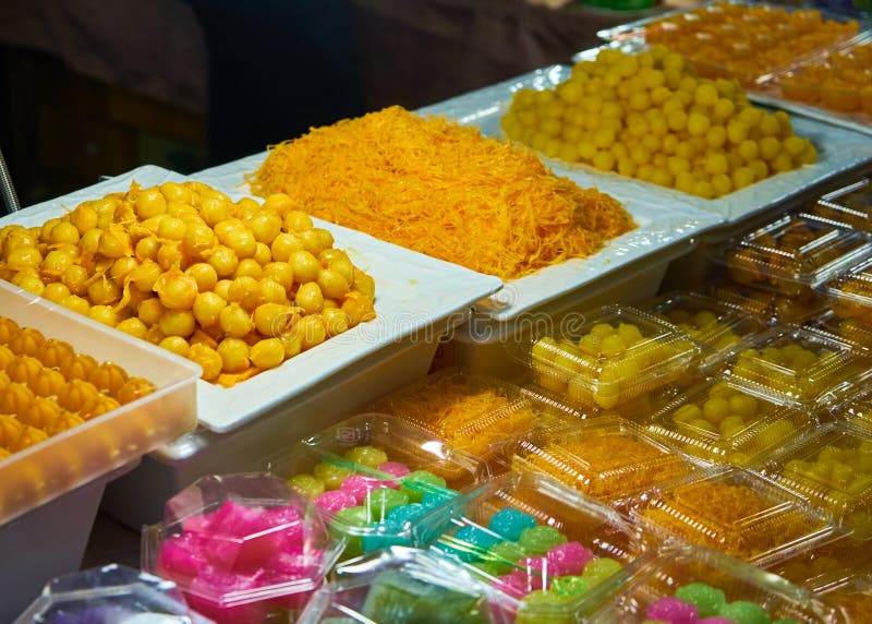 Thai Sweets in Market Bangkok Thailand Stock Photo - Image of beam ...