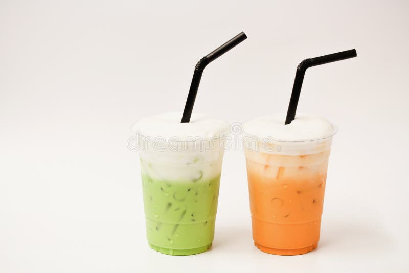 Thai Tea and Green Tea stock image. Image of drop, delicious - 93688523