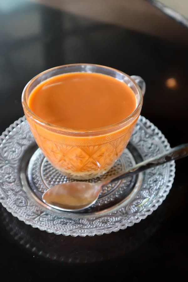 Hot tea or Thai milk tea stock image. Image of drink - 179091923