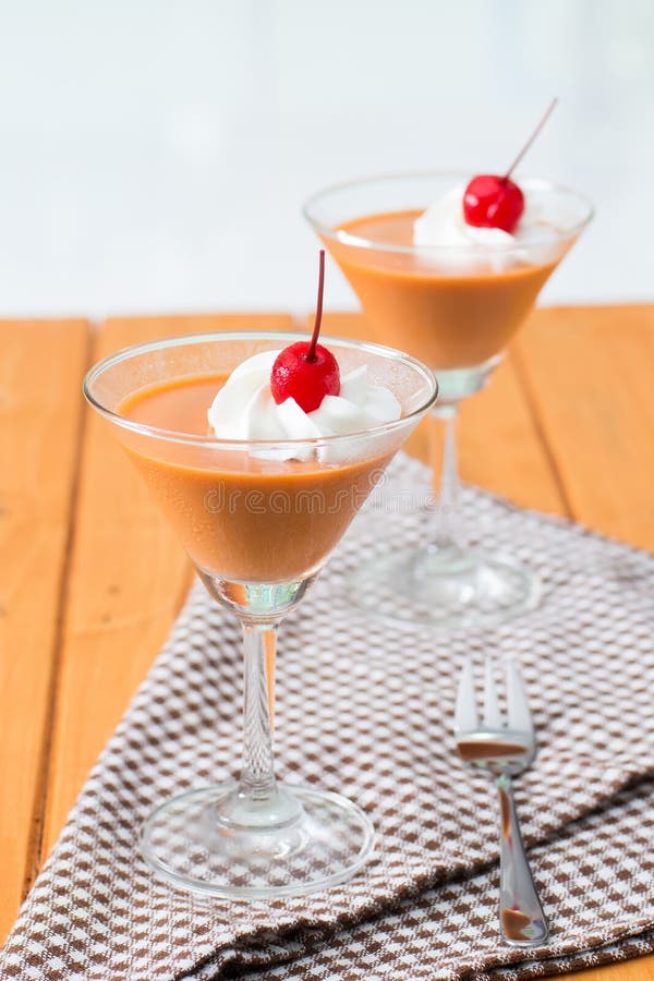 Thai Tea Pudding in Cocktail Glasses Stock Image - Image of sweet ...