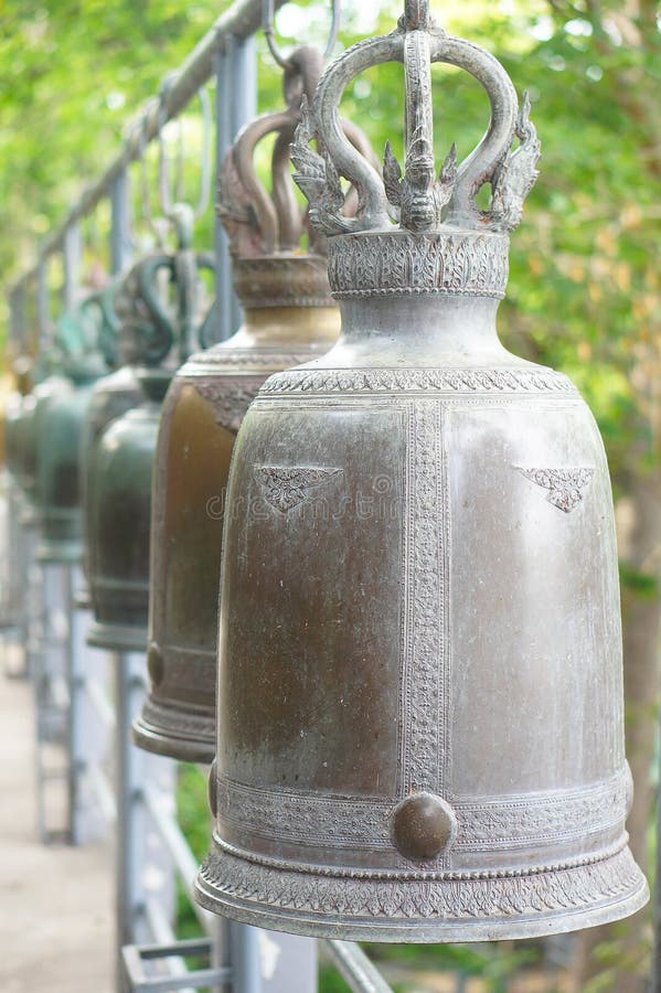 Thai temple bell, editorial stock photo. Image of metal - 112803493