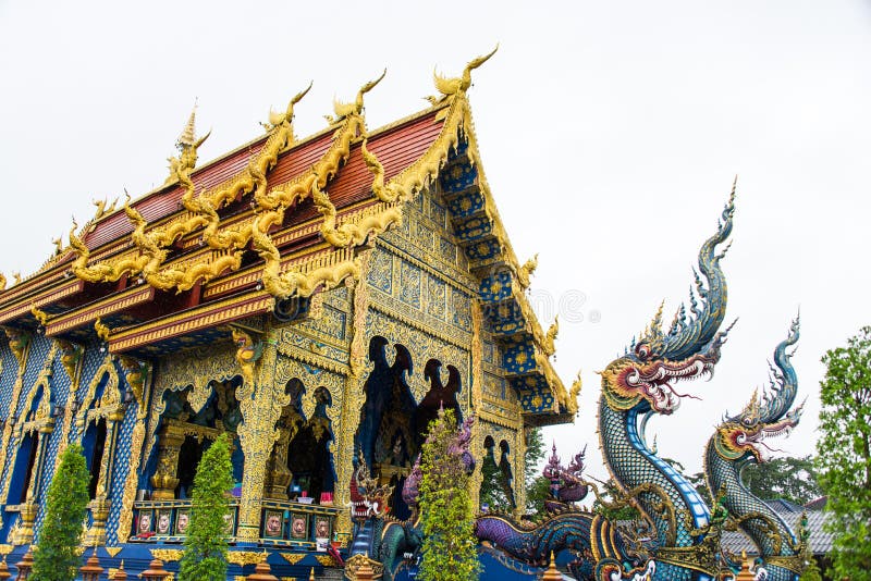 Thai temple in blue color stock image. Image of famous - 84722905