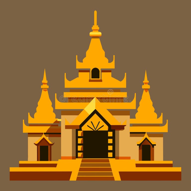 Thai temple building. stock vector. Illustration of travel - 322400080