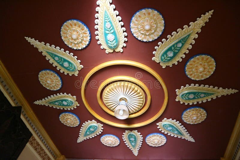 Thai Temple Ceiling Has Beautiful Artwork Stock Photo - Image of ...