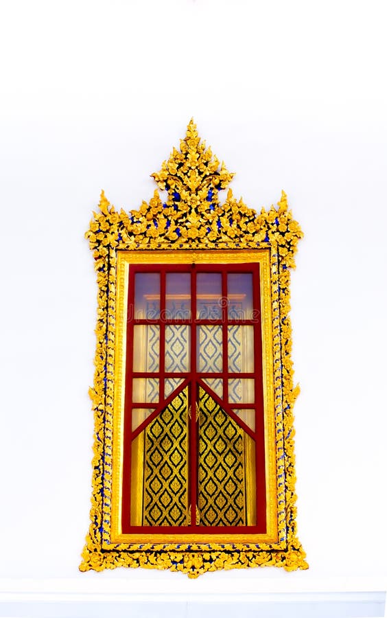 Thai temple golden window stock image. Image of history - 46004939