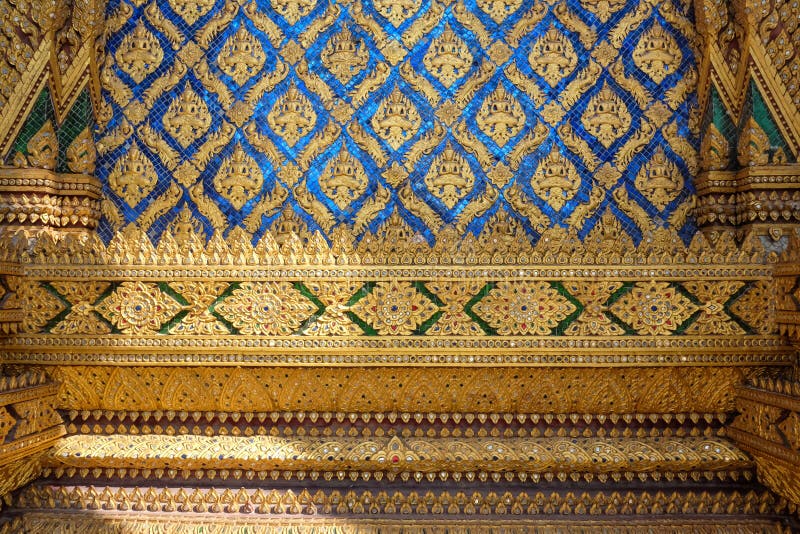 Thai Temple Mosaic Pattern Tiles Decoration Stock Image - Image of ...