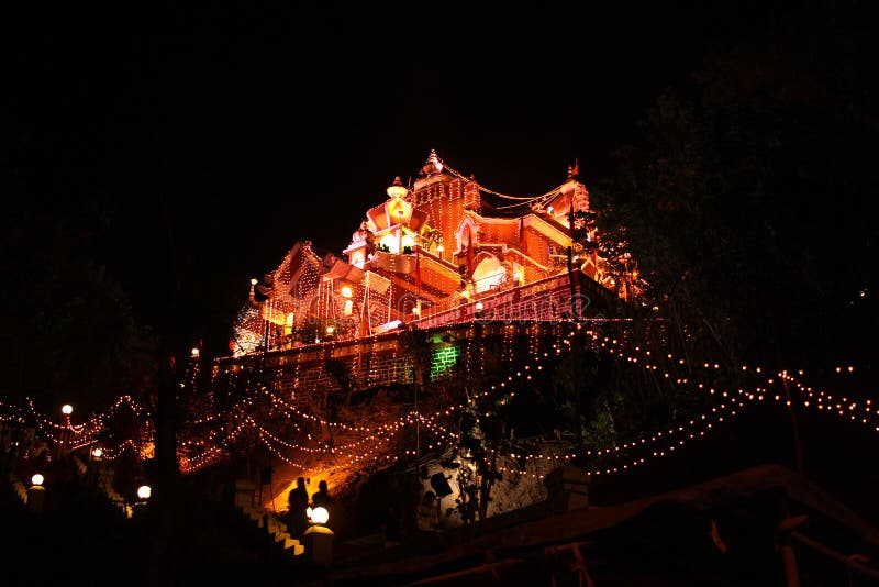 Thai Temple at Night in Light Stock Photo - Image of decoration ...