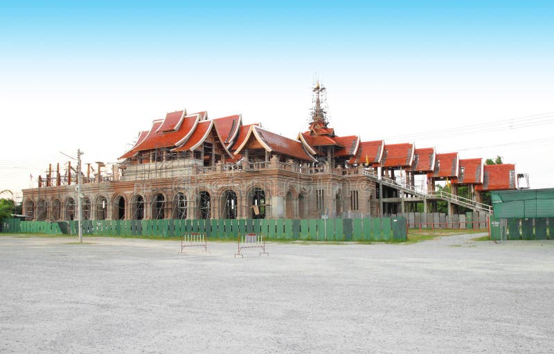 Thai Temple Style Building Under Construction Stock Photo - Image of ...
