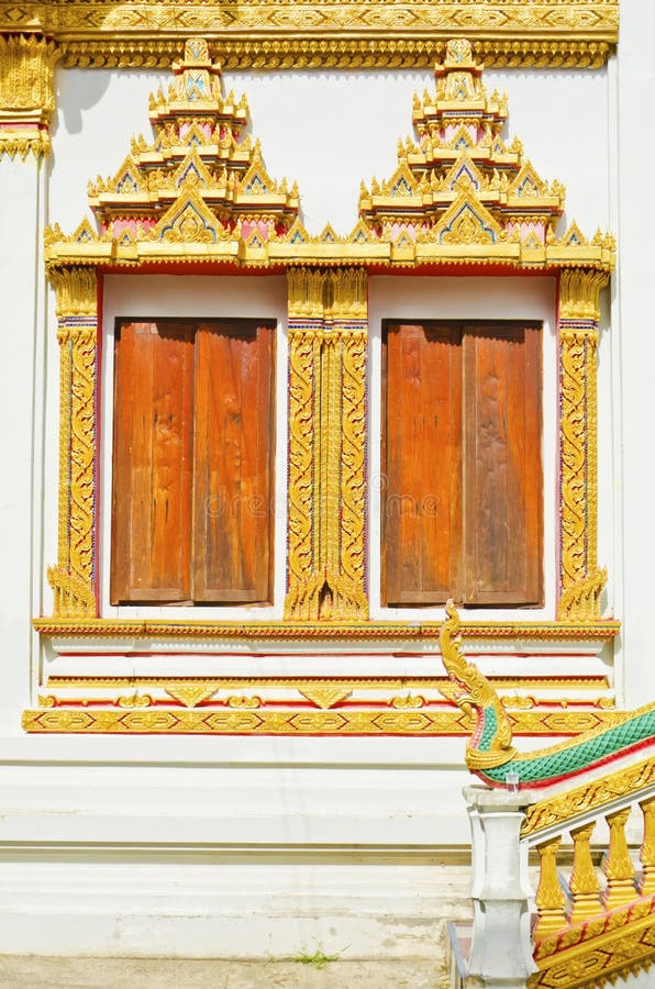 Thai Temple Style Windows in Khon Kaen Thailand Stock Image - Image of ...