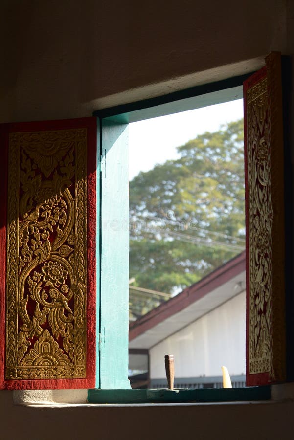 Thai temple window stock image. Image of handcraft, east - 36859803