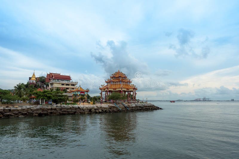Thai Temples Have a Chinese Style Pavilion Built by the Sea Stock Image ...