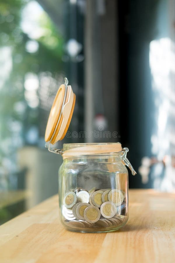 Thai Ten Baht Coin Stack in Jar Glass Stock Image - Image of inflation ...