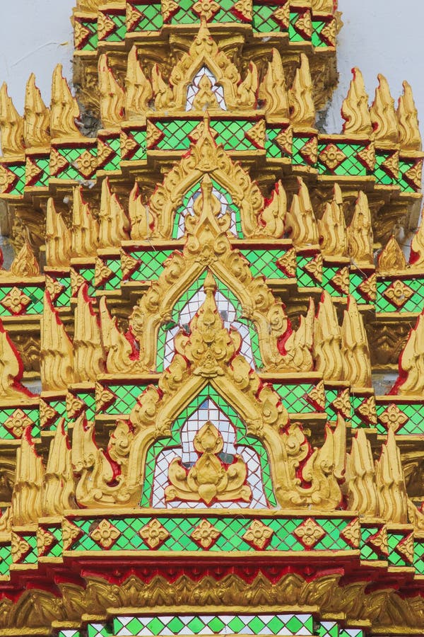 Thai Top Temple Wall Gold Color Stock Photo - Image of buddha, gold ...