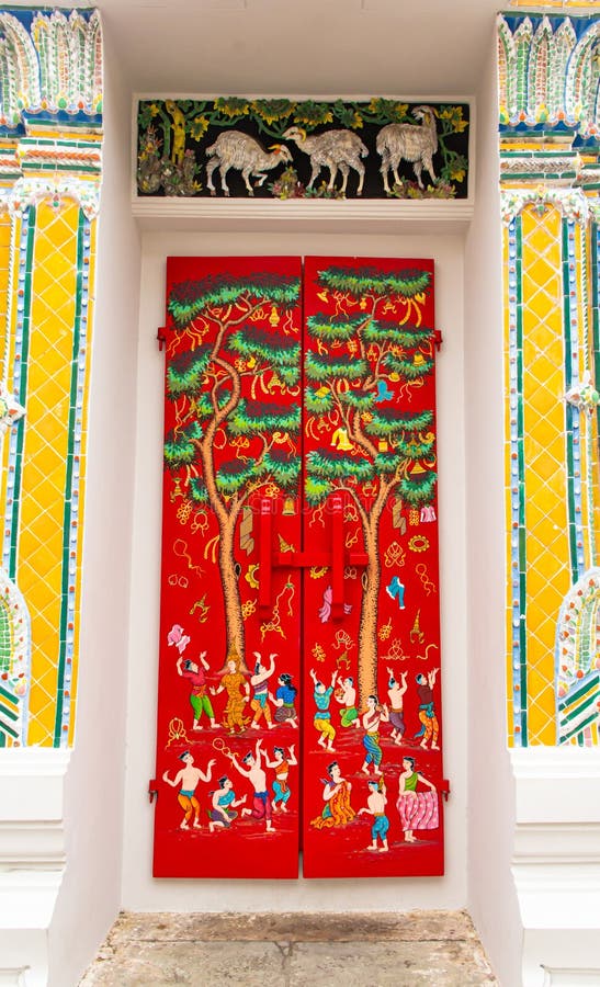 Pattern on the Door in Thai Temple Stock Photo - Image of handmade ...