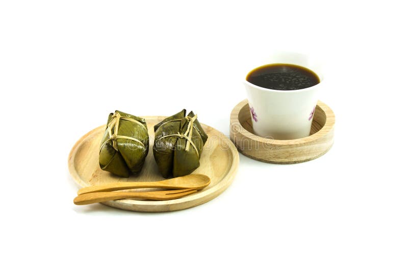 Thai Traditional Sticky Rice Dessert in Banana Leaf Packaging. Stock ...