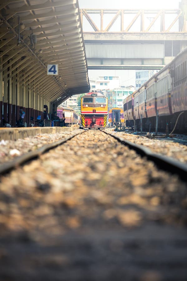 Thai Trains in Bangkok Railway Station . . Stock Image - Image of ...