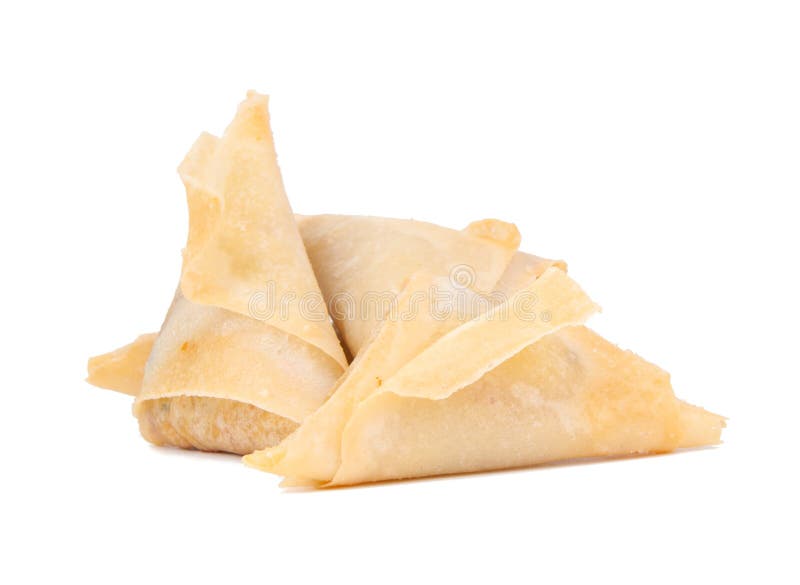 Thai Triangles Snack Fried Isolated on the White Stock Photo - Image of ...