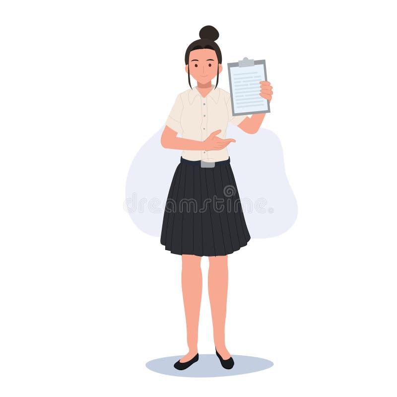 Thai University Student in Uniform Showing Academic Report Folder Stock ...