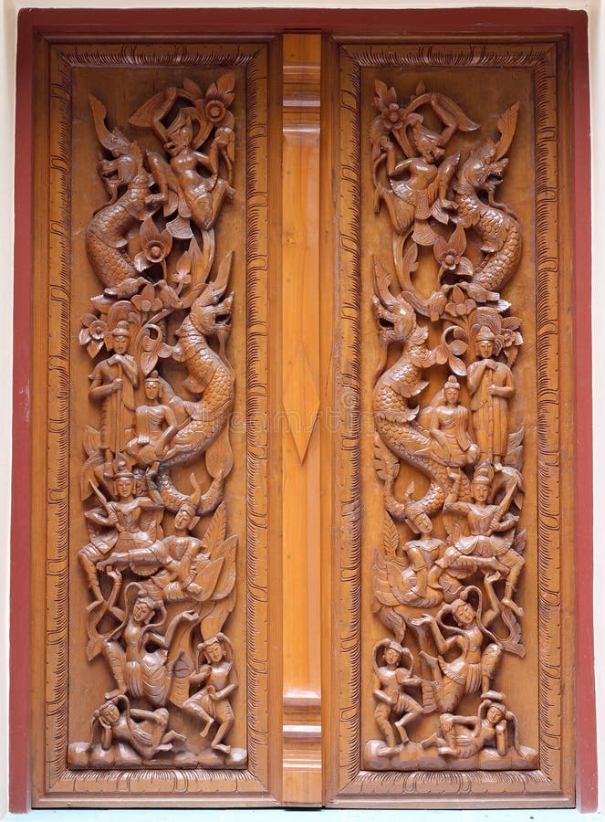 Thai wooden craft panel. stock photo. Image of ornate - 44183700
