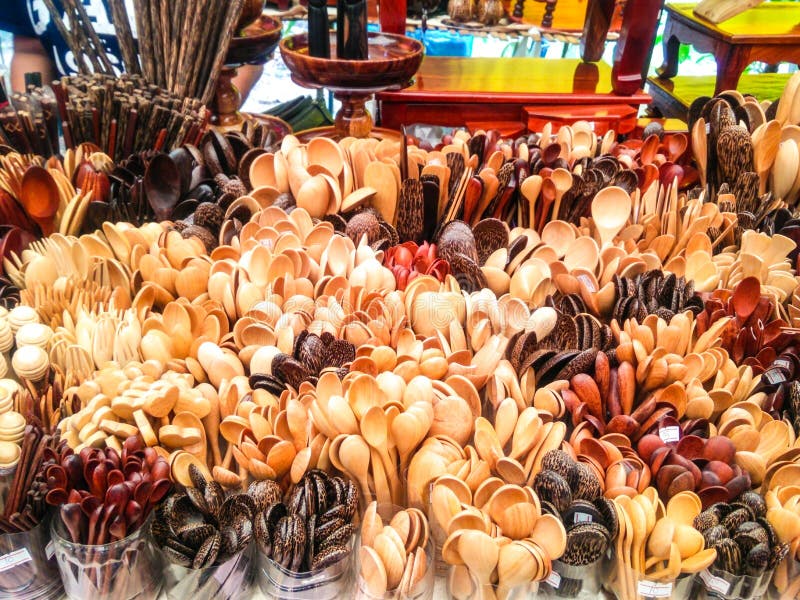 Thai wooden spoons stock photo. Image of white, food - 92148078
