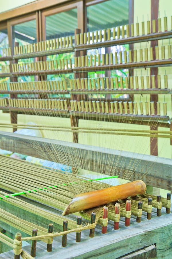 Thai woven silk machine stock photo. Image of aboriginal - 35434264