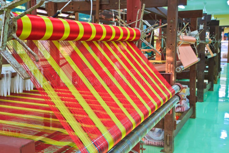 Thai woven silk machine stock image. Image of asian, craf - 35435807