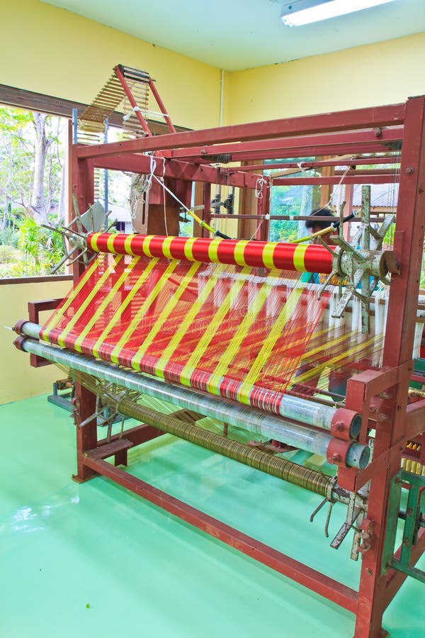 Thai woven silk machine stock image. Image of asian, craf - 35435807