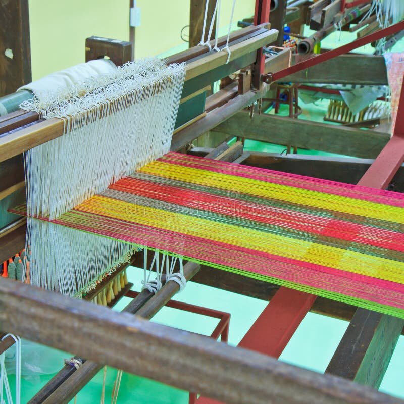 Thai woven silk machine stock image. Image of asian, craf - 35435807
