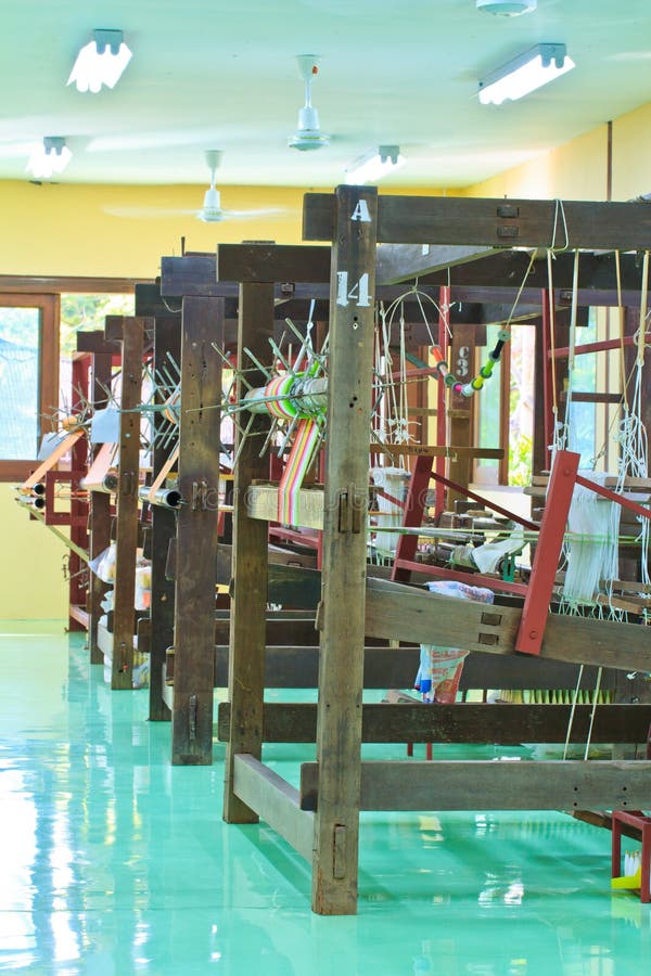 Thai woven silk machine stock image. Image of kain, fashion - 35436703