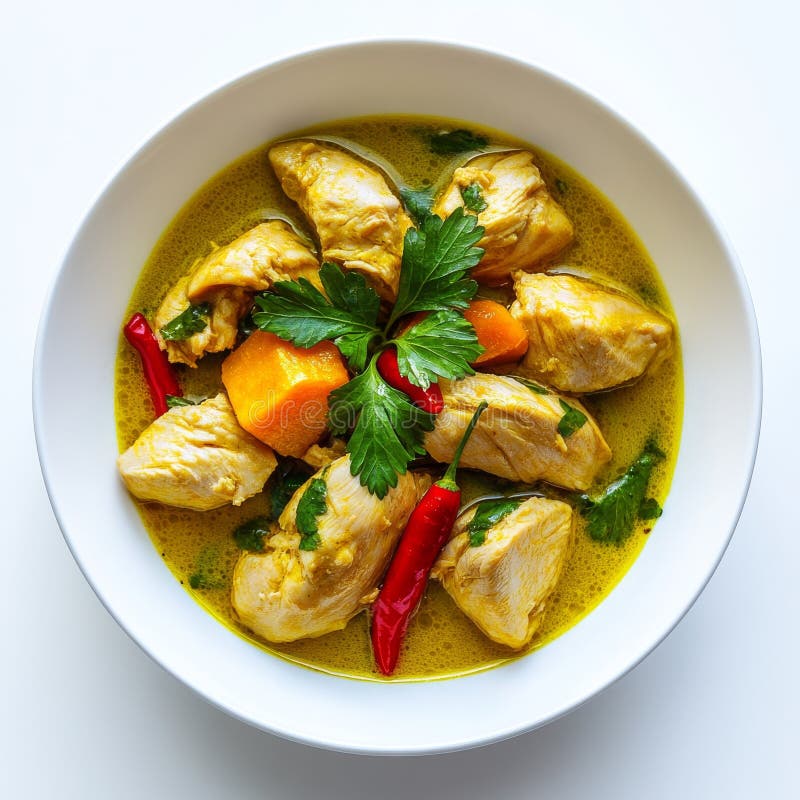 A Thai Yellow Curry Bowl Set Against a Clear Background Stock Photo ...