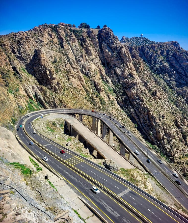 View of the Winding Road in the Al Hada Thaif Mountains from the Cable ...