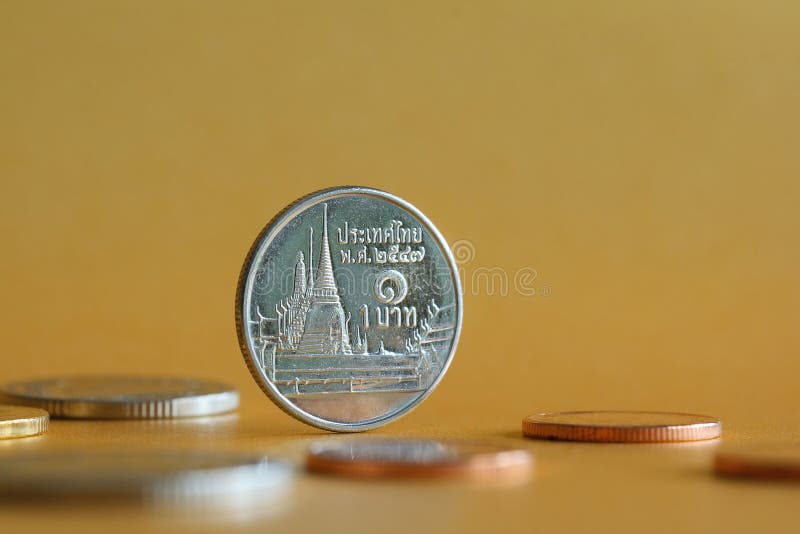 Thailand 1 baht coins back stock photo. Image of financial - 15240708