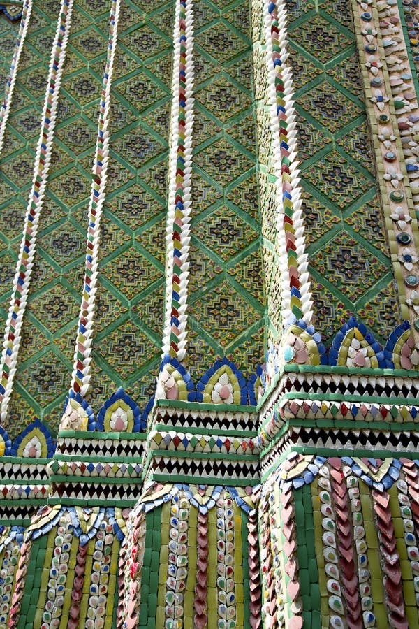 Thailand Abstract Cross Column Ceramic E Big Wall Temple Stock Photo ...