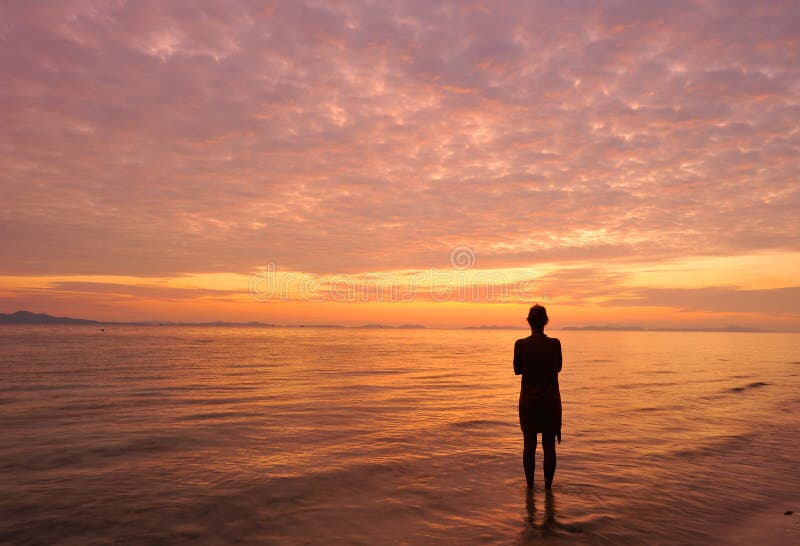 Thailand. Andaman Sea. Phi Phi Island. Alone Girl Stock Image - Image ...