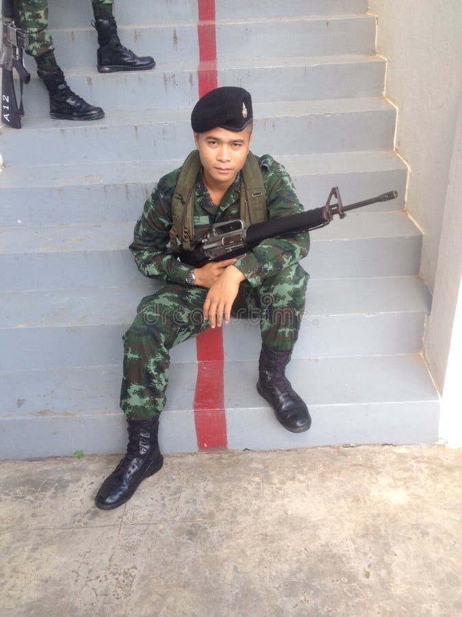 Thailand Army Uniform Patch Flag on Soldiers Arm. Military Concept ...